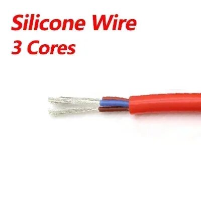 Многожильный силиконовый кабель 2/3/4/6 жил красный/черный Square 1.5mm, Red 3 Cores, 5 meters