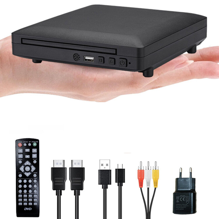 DVD домашний DVD-плеер EVD-плеер Детский VCD-плеер HD Mini CD,1,50, выход HDMI, выход аудио (стерео), DVD, черный/зеленый, SKU01400