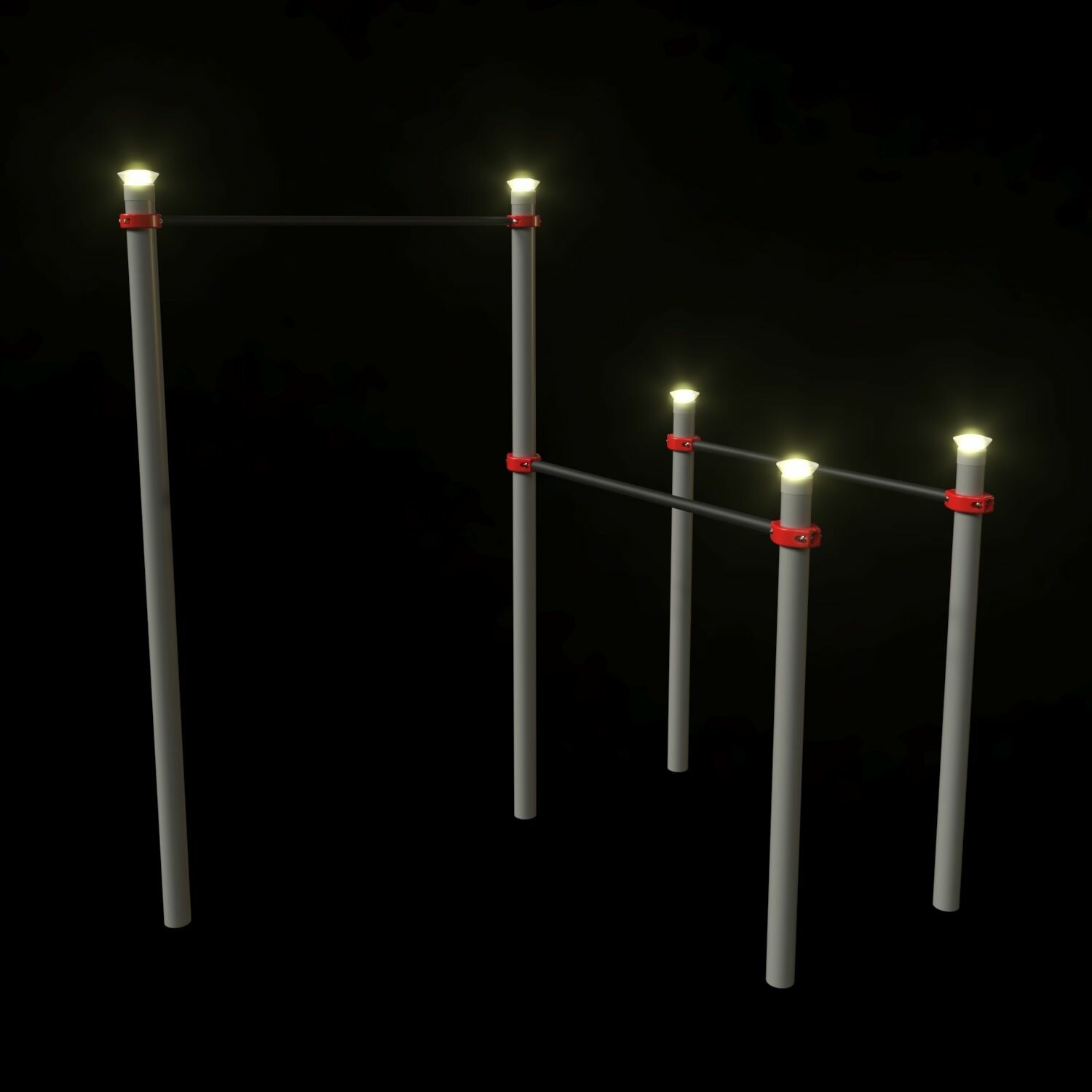 Уличный турник и брусья с подсветкой 89 мм