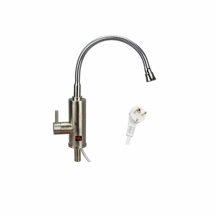 Смеситель с подогревом воды и датчиком температуры проточный MATRIX SMF-HYGK02 с гибким изливом