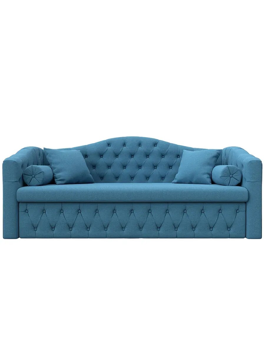 Диван детский прямой Диана со спальным местом 130х190 см, рогожка голубой