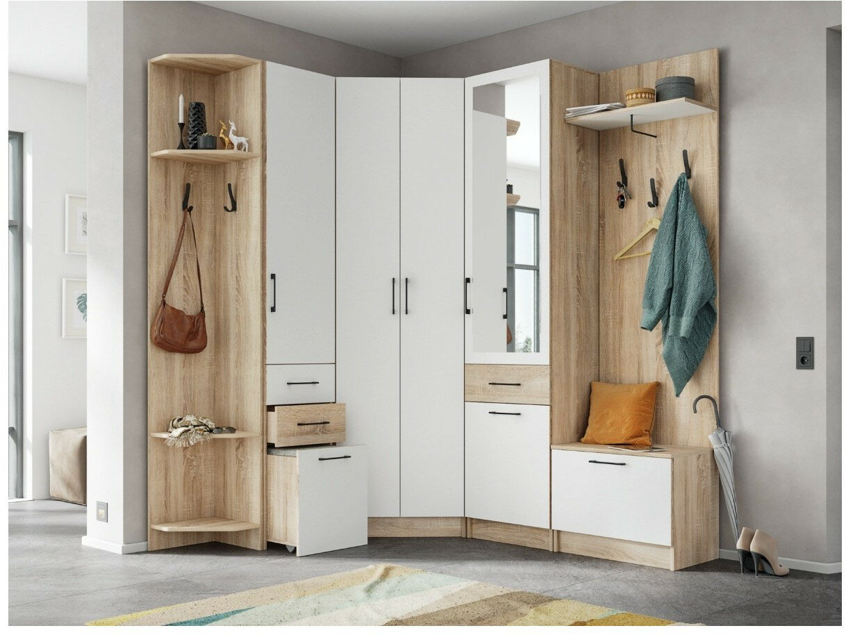 Модульная Прихожая, угловая конструкция, композиция 1 (ЛДСП)