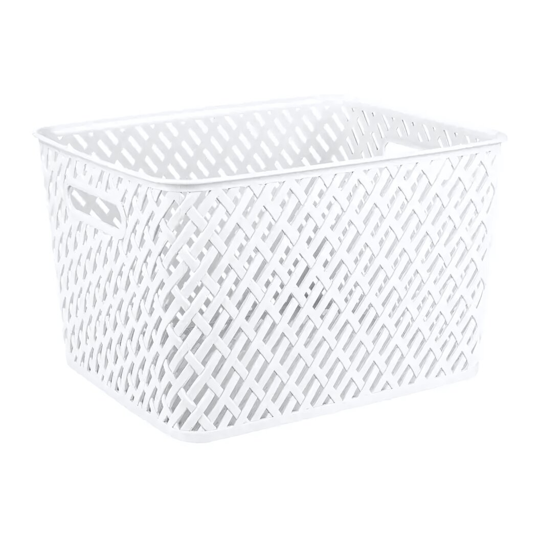Корзина пластиковая плетеная, 35х22.5см, белая, для хранения вещей, органайзер