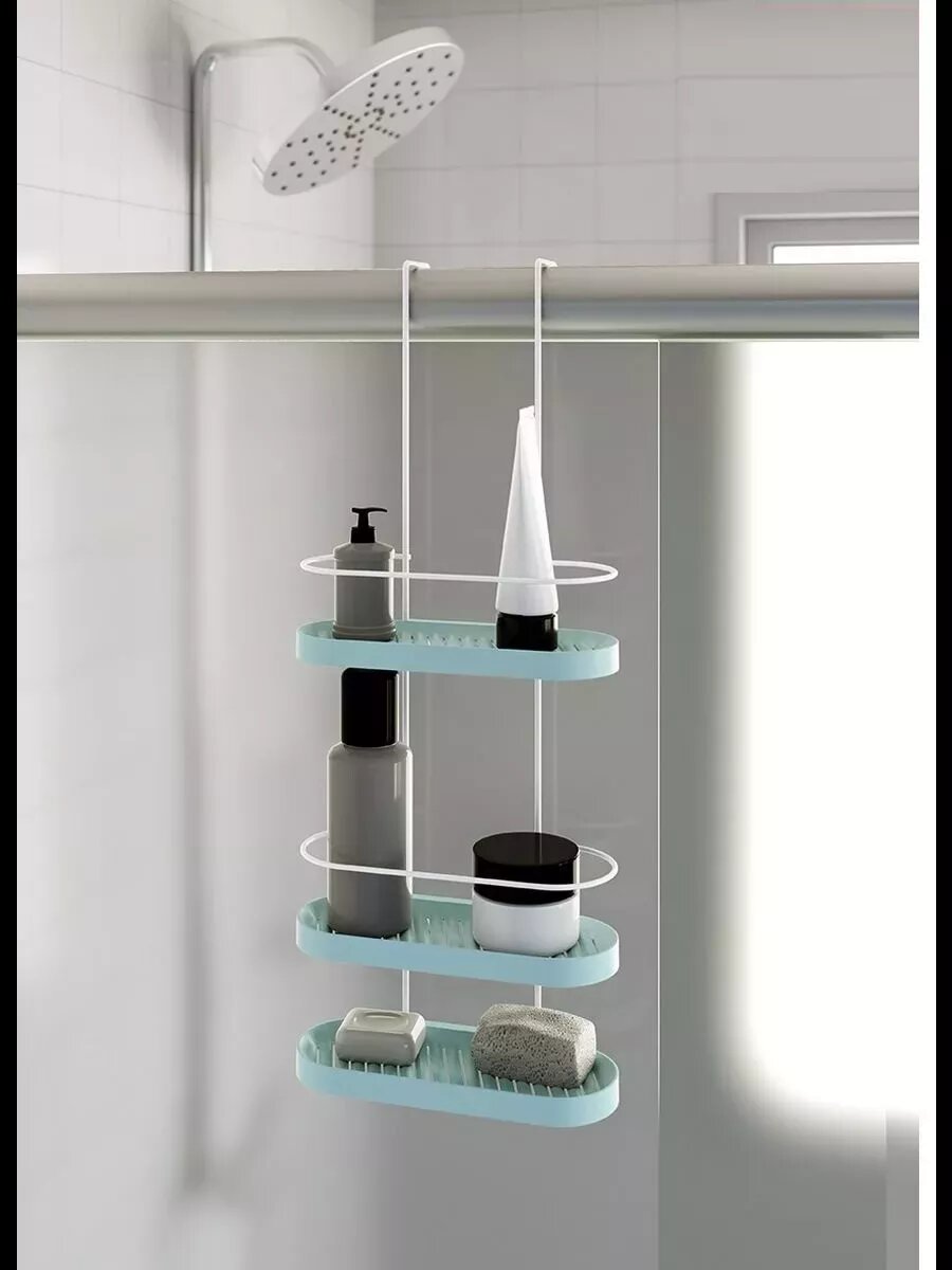 Полка для душевой кабины навесная 3 яруса, ментол