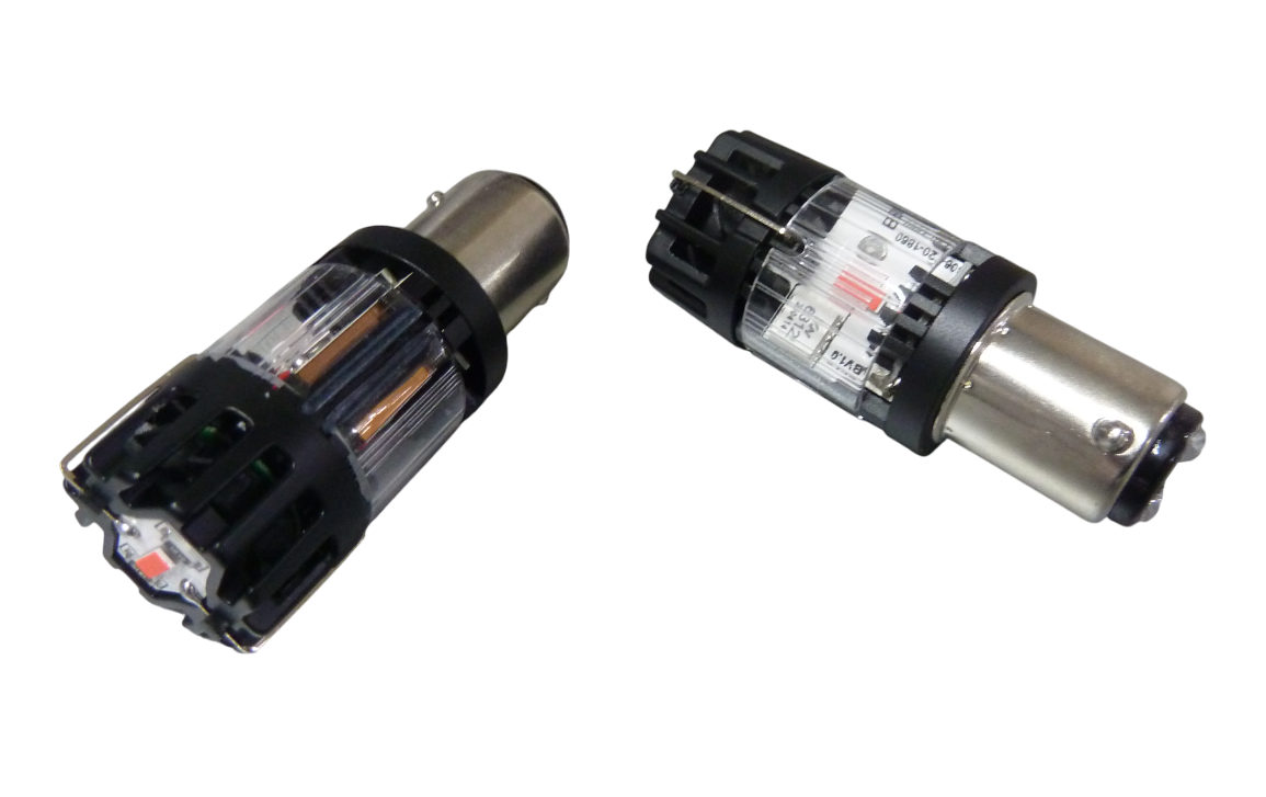 Мощные светодиоды X4 Klunger 1157R-9 CAN (customized Chips) 26/5W (красный свет) 1800/350Lm (P21/5W) 12V с кулером - 2 шт.