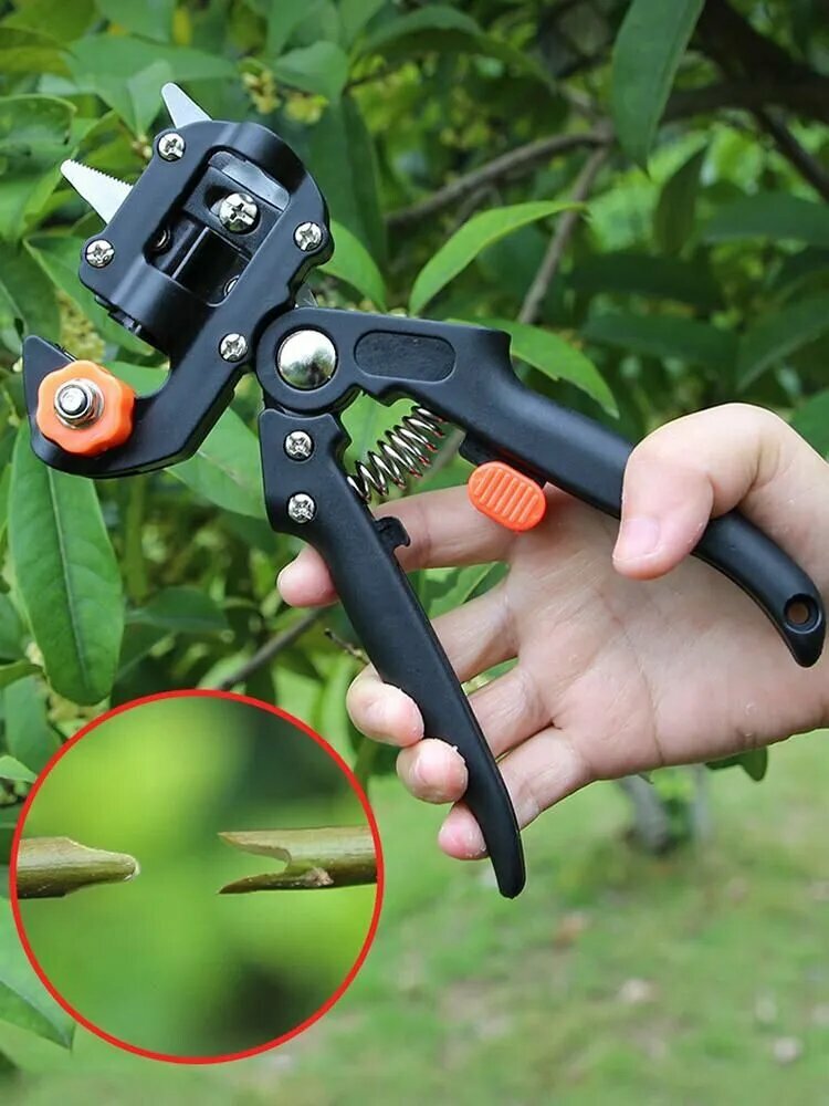 Прививочный секатор для сада, с контактными лезвиями из стали, черный, 21.5 * 10 см