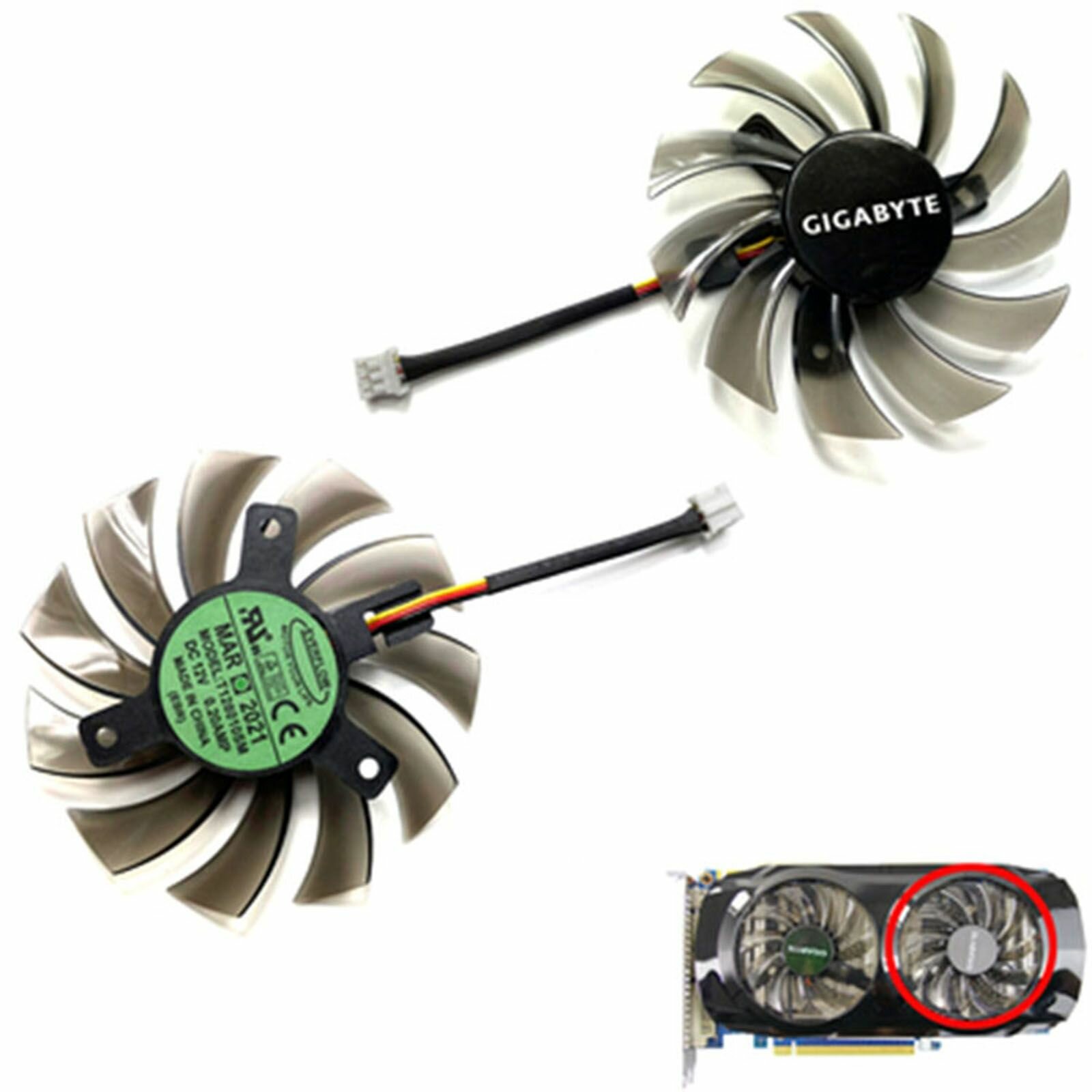 Вентилятор охлаждения видеокарты MyPads для GIGABYTE/GIGABYTE GTX 460 470 570 670 HD5870