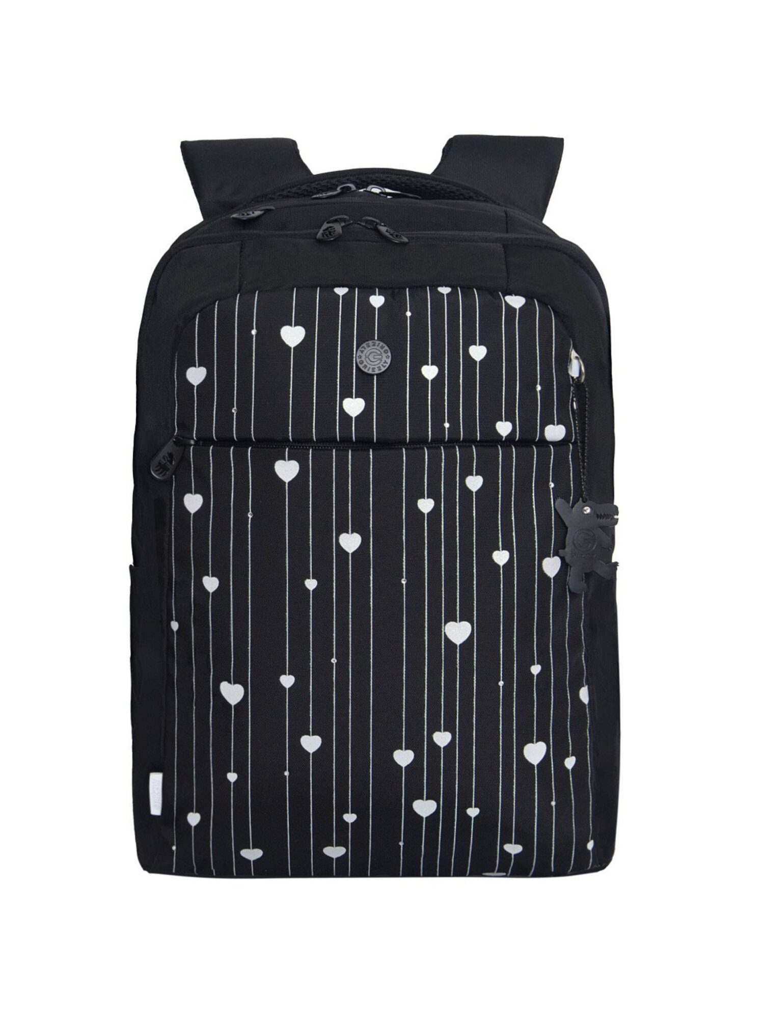 Рюкзак городской молодежный GRIZZLY, RD-544-1, черный - белый, 28х40х16