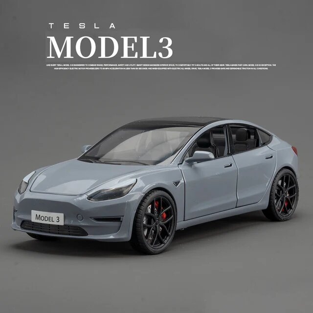 1:24 Roadster Model Y Model 3 Model S Модель игрушечной машины из сплава Звук и свет Детские игрушки Коллекционные подарки на день рождения