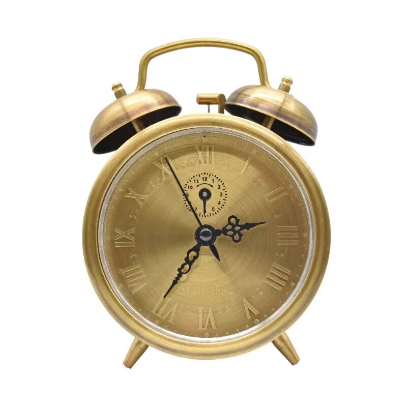 Будильник из чистой меди в стиле ретро, классический заводной механический прикроватный будильник в форме подковы, ностальгический предмет домашнего декора, clockwork