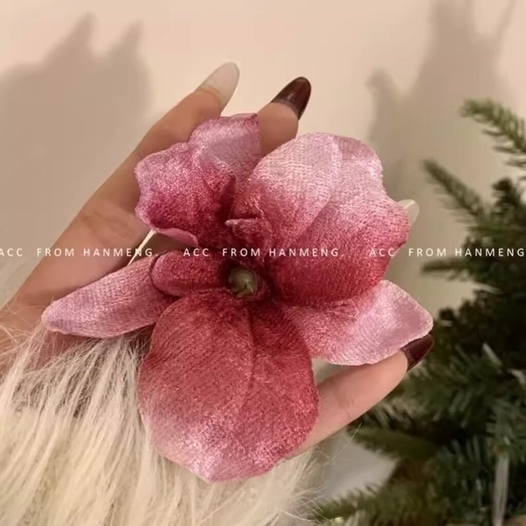 Боковая заколка с искусственным цветком-заколка с орхидеей цвета фуксии