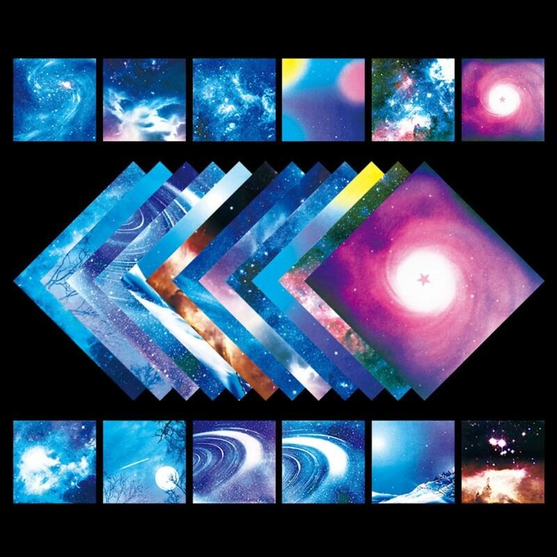 1 комплект из 250 листов двусторонней цветной бумаги ручной работы, сияющей, как звезды.