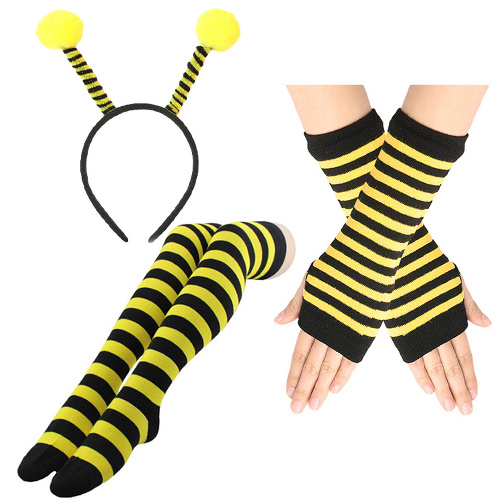 Cos bee dress up suit -комплект-тройка из взрослой ленты для волос, перчаток и носков