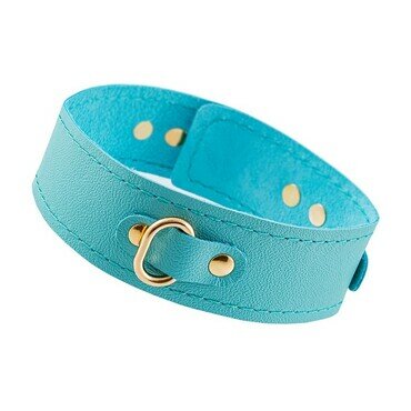 79091 Ошейник Pecado BDSM, голубой. Ошейник однослойный с прошивкой