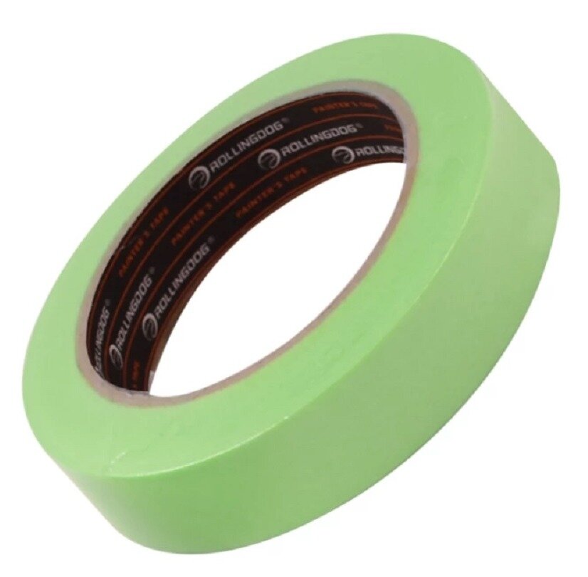 Малярная лента Rollingdog / Роллингдог Washi Tape на крепированной бумаге, цвет зеленый, ширина 24мм, длина 50м / скотч малярный