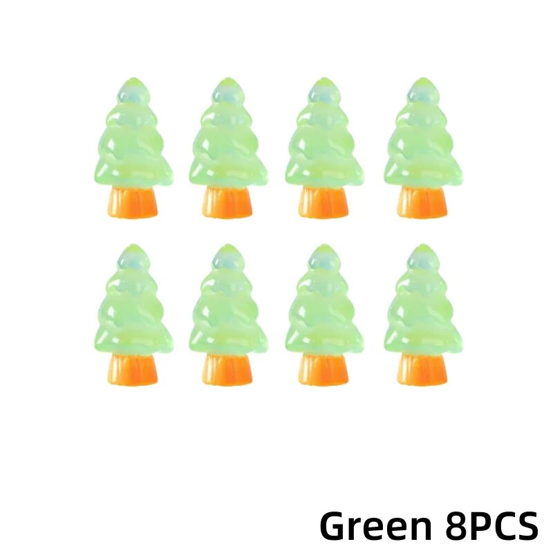 Светящаяся мини елка из смолы Зеленый, Green 8PCS
