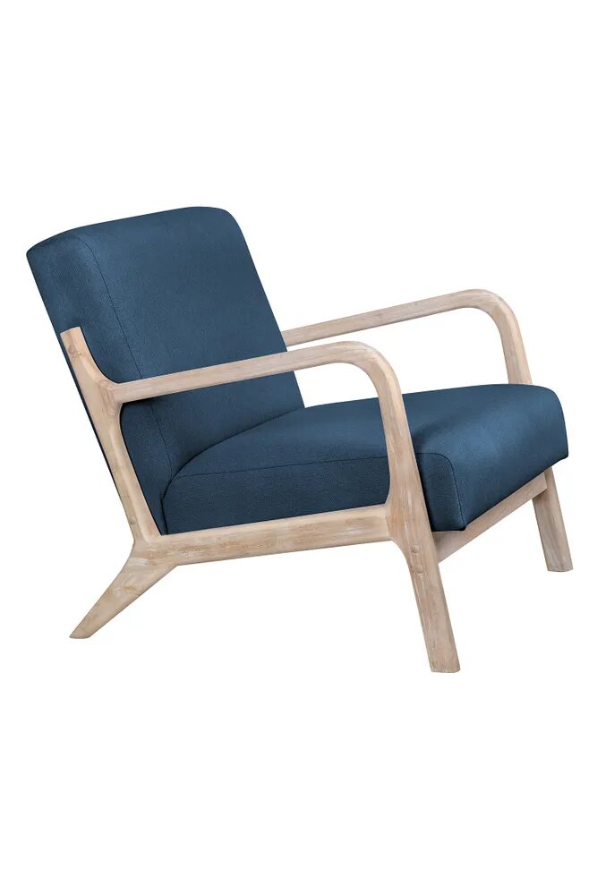 Низкое лаунж-кресло Mak-interior "Cody B-midnight", деревянное с подлокотниками