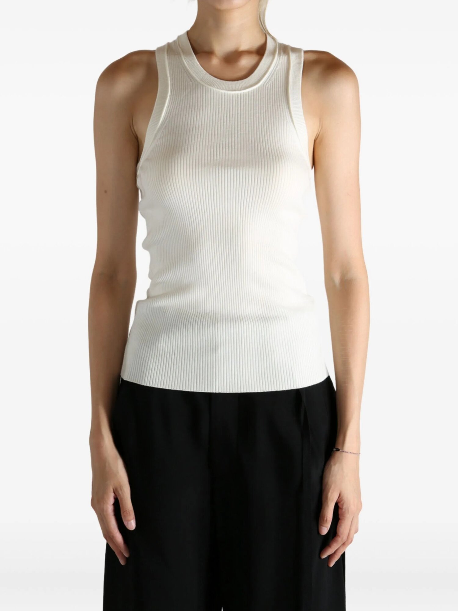 Топ GIVENCHY Ribbed racer-back tank top, размер 34, бежевый/белый — фото 1