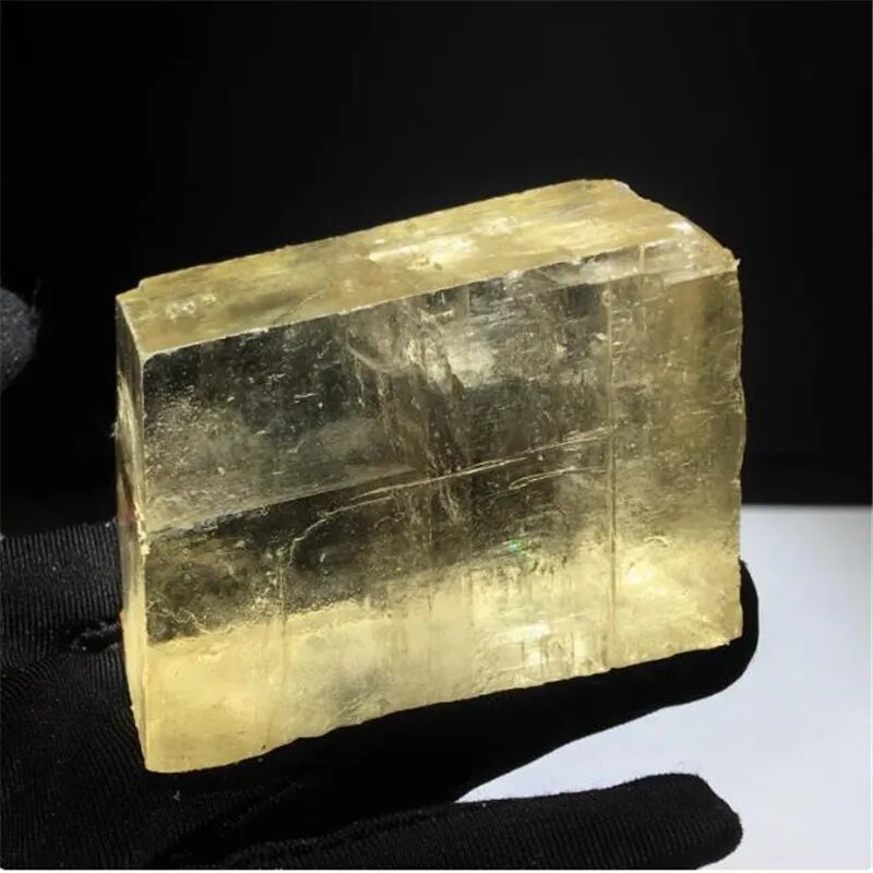 Необработанный куб из оптического кальцита WEI HONG Изумрудный, 100-200g, Желтый