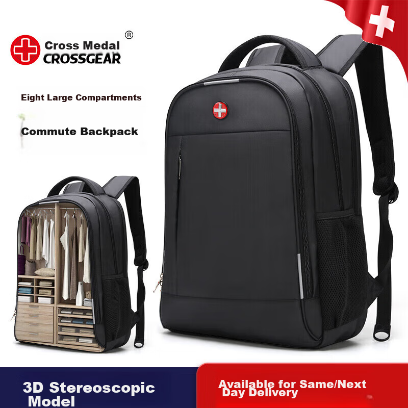 CROSSGEAR Swiss Backpack for Men And Women, 15.6-Inch Large Capacity Laptop Bag, Business Travel Backpack, Commercial Bag, Travel Bookbag