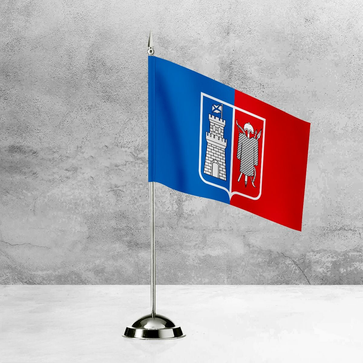 Настольный флаг Ростова-на-Дону на пластиковой подставке под серебро