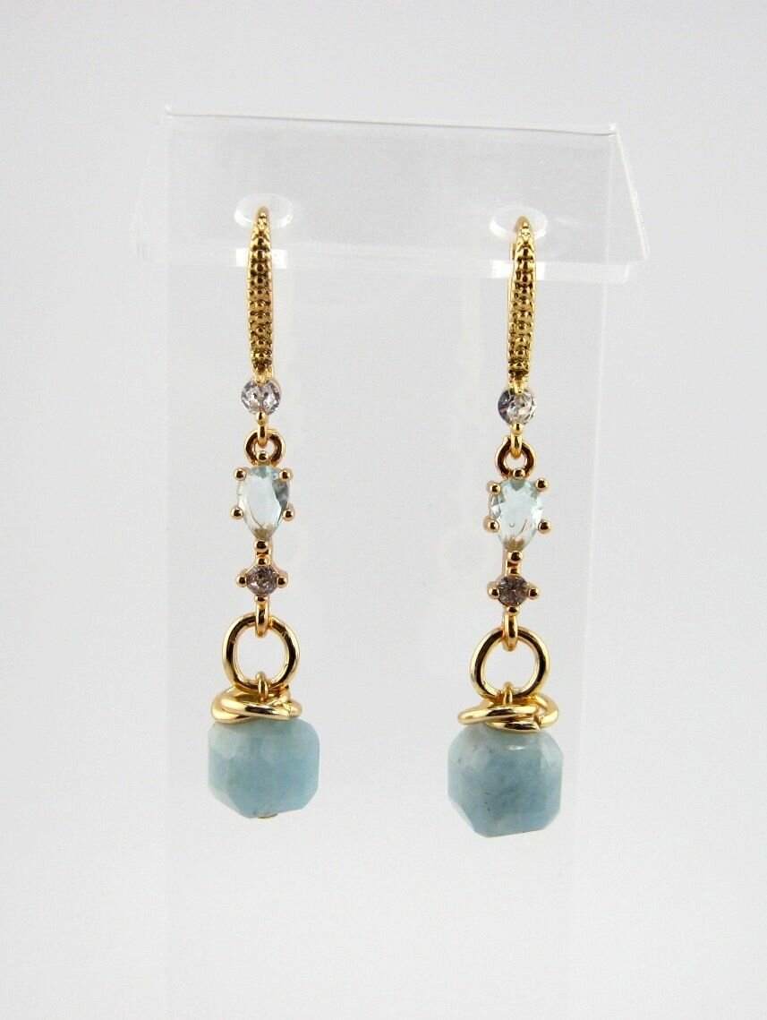 Серьги с подвесками, берилл