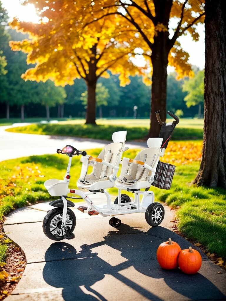 Детский велосипед, для двойни от 1 года до 6, 2 места, складная конструкция