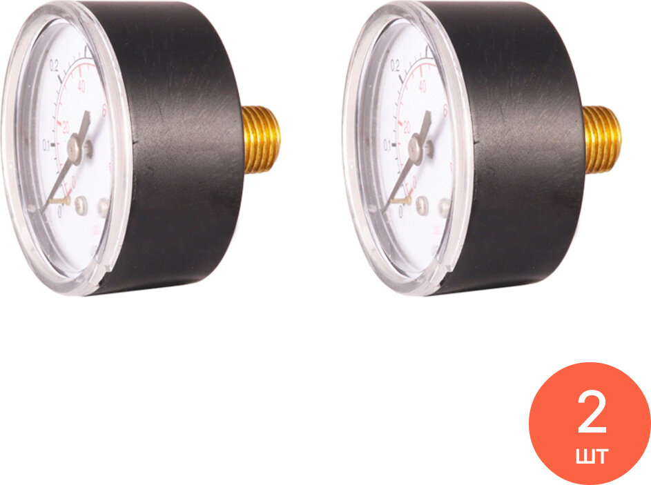 Манометр давления воды Jemix / Джемикс XPS-S с осевым подключением, механический, из металла, 6бар, 1/4дюйм / измерительные инструменты (комплект из 2 шт)