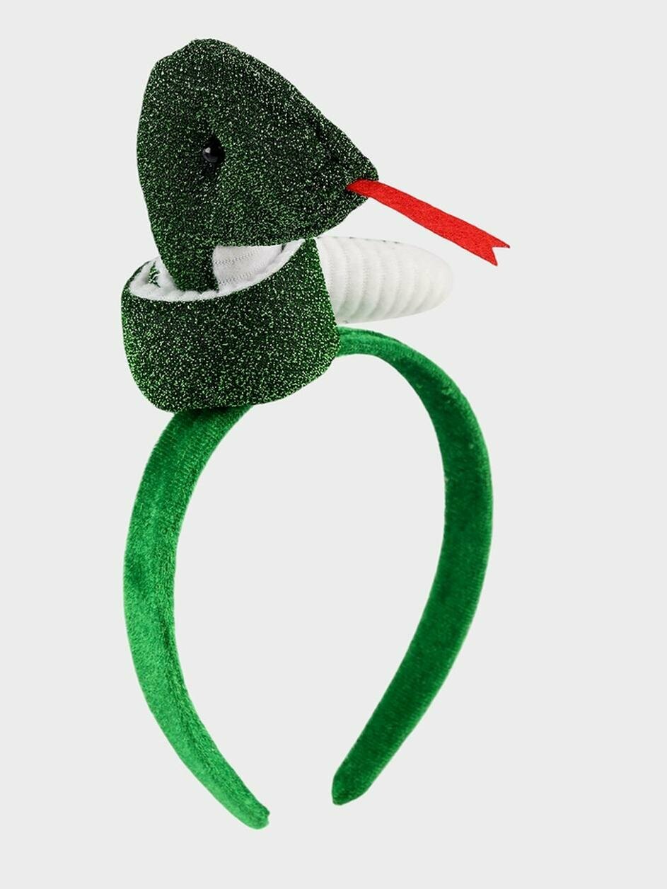 Ободок Сима-ленд "Змея", универсальный, текстиль, зеленый/белый