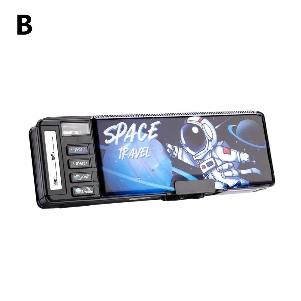 Двухслойный многофункциональный футляр для канцелярских принадлежностей большой емкости с паролем и замком