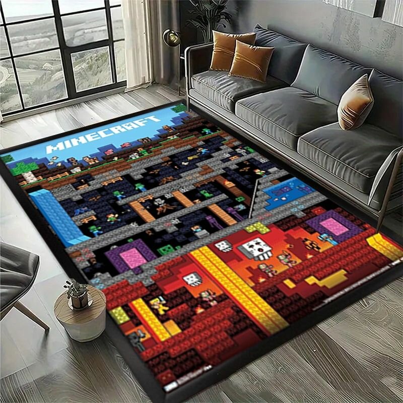 Игровой ковер Minecraft, нескользящий, противообрастающей и легко моющийся