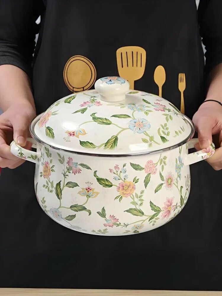 Кастрюля Ароматные цветы, Эмаль, ABS пластик, 3,5 л