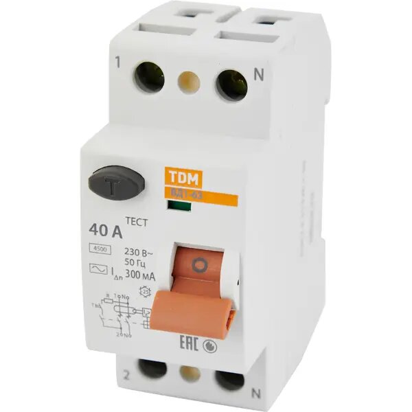 УЗО Tdm Electric ВД1-63 2P 40 A 300 мА 4.5 кА AC SQ0203-0012