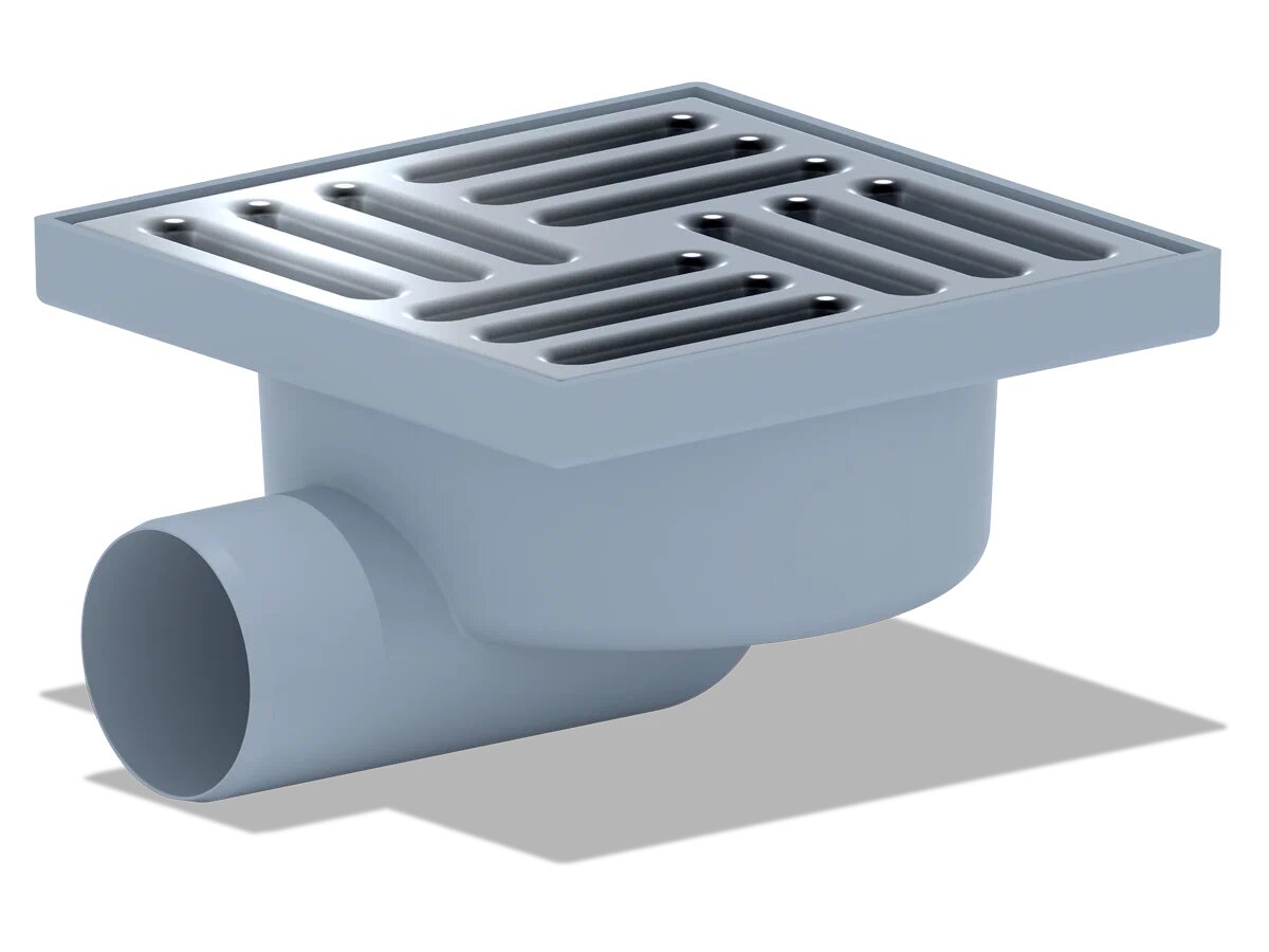 Трап для душа TA5112 горизонтальный нерегулируемый, с гидрозатвором, с решёткой из нержавеющей стали 150*150 мм