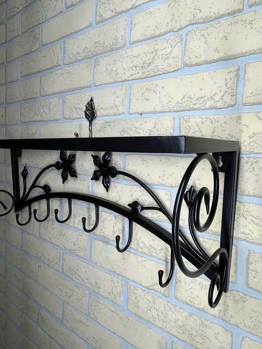Вешалка настенная, кованая, Студия кованой мебели Нива, цвет черный