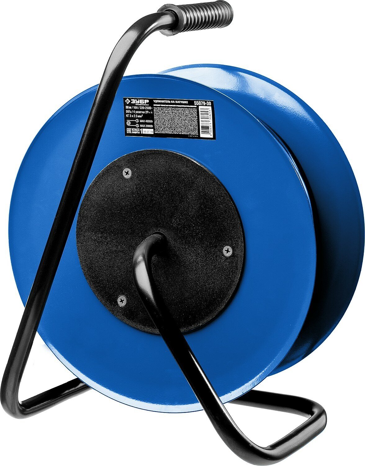 ЗУБР КГ-325 КГ 3х2.5 30м 4000Вт IP44, Силовой удлинитель на стальной катушке (55079-30)