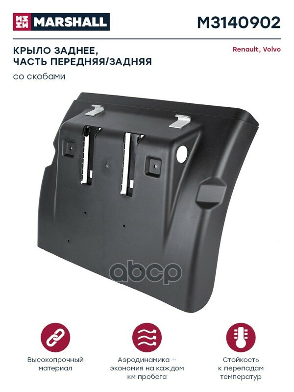 Крыло заднее ! со скобами черный пластик VOLVO MARSHALL арт. M3140902
