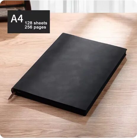 Толстый кожаный блокнот A4 black