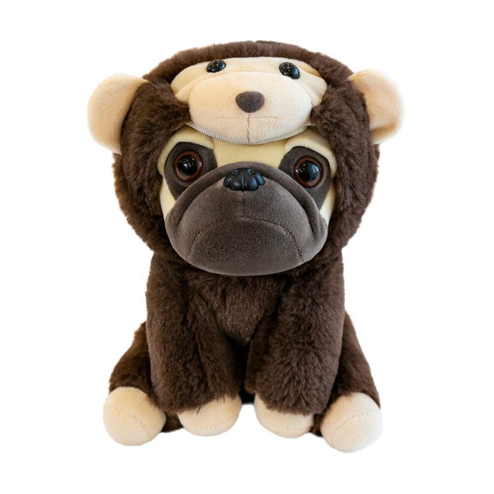 Игрушка собака плюшевый мопс в капюшоне костюме оленя