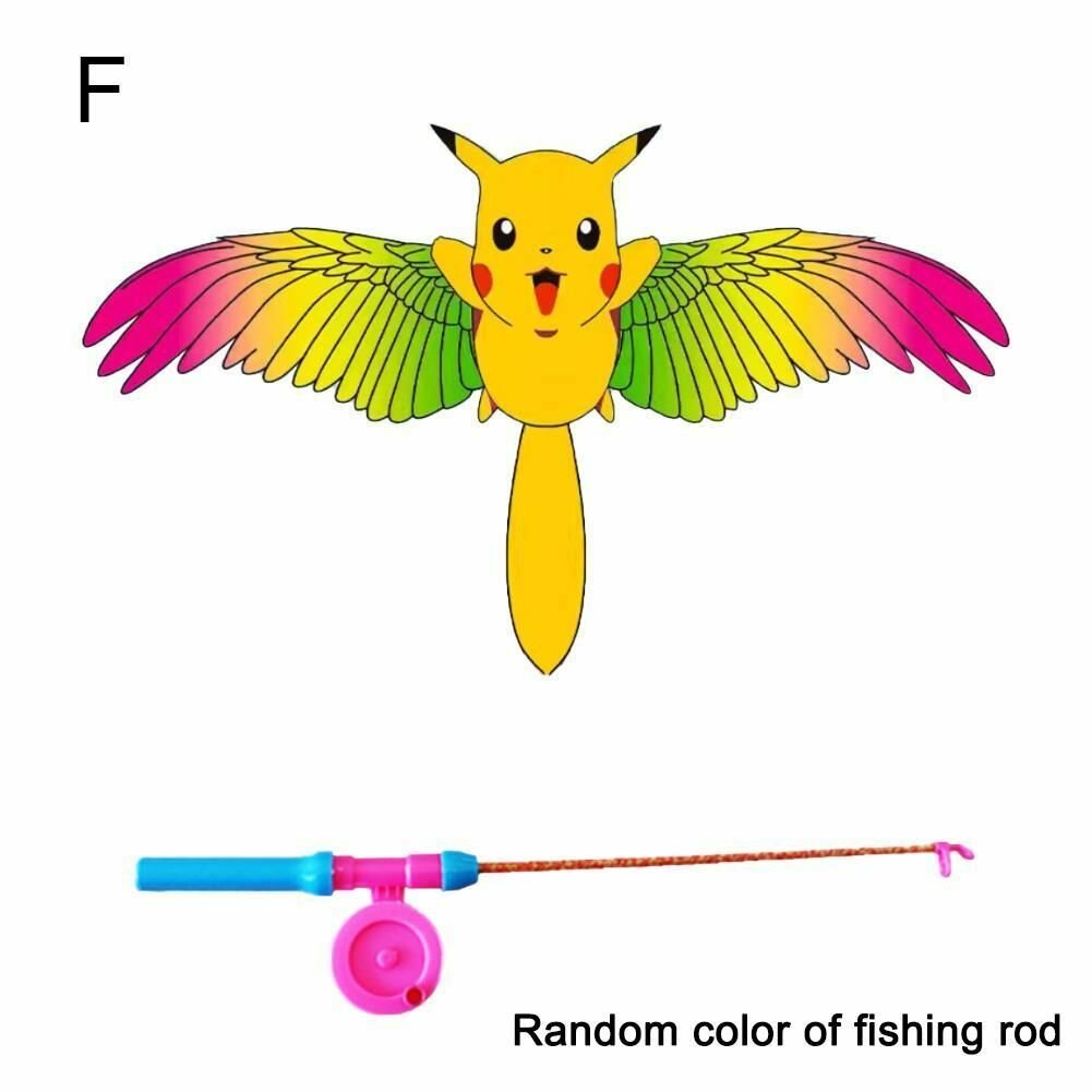 Воздушный змей для детей с удочкой, легкий и красочный