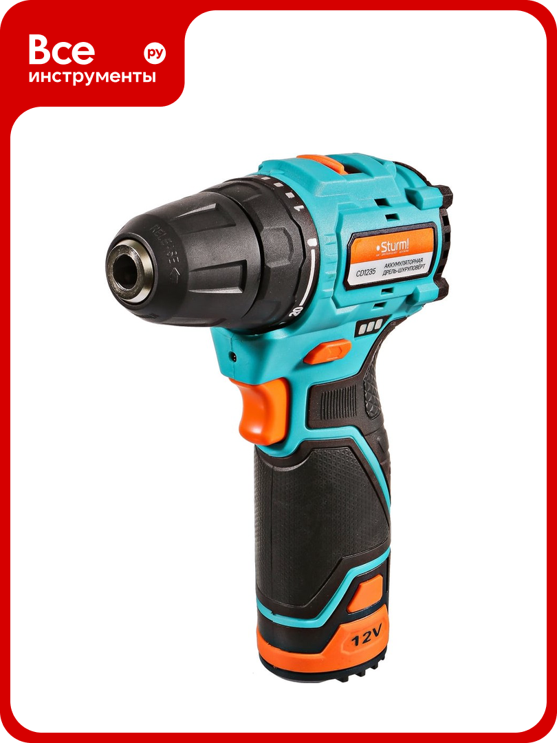 Аккумуляторный шуруповерт Sturm 1BatterySystem12V CD1235