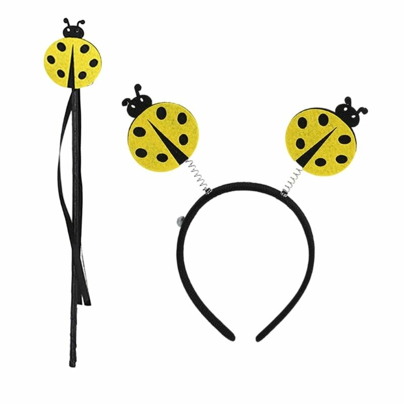 Аксессуары для персонажей в виде Божьей коровки - желтая повязка на голову и волшебная палочка