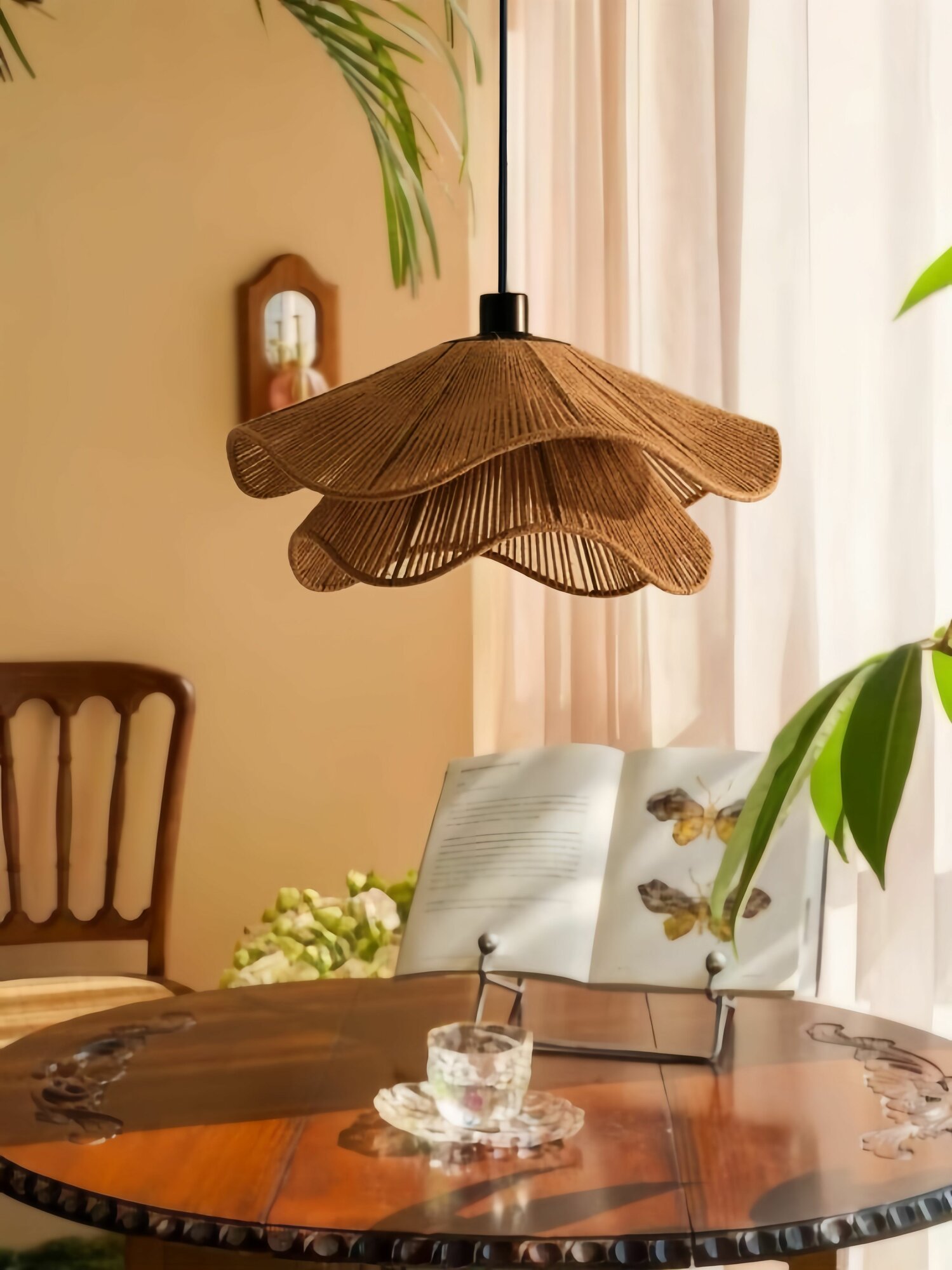 Люстра плетеная Подходит для гостиной, столовой, кухни E27 40*23CM