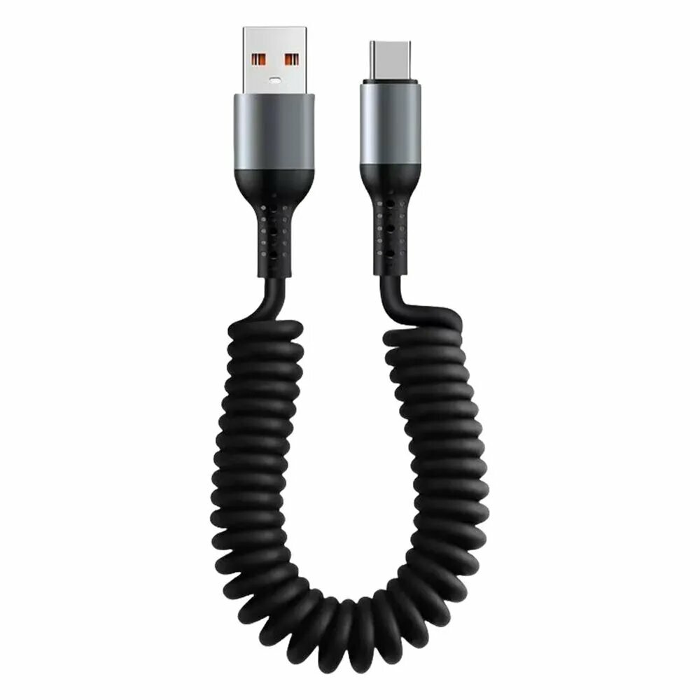 Кабель для быстрой зарядки TYPEC 100W с двойным наконечником, пружинный, автомобильный 6A выдвижной кабель для передачи данных