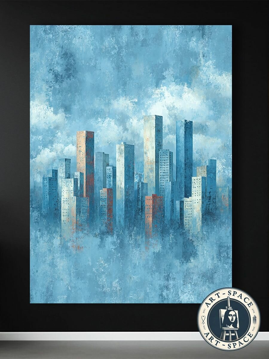 Картина на стену для интерьера вертикальная - "Город / Пейзаж / Небоскребы" , 20х30 см.