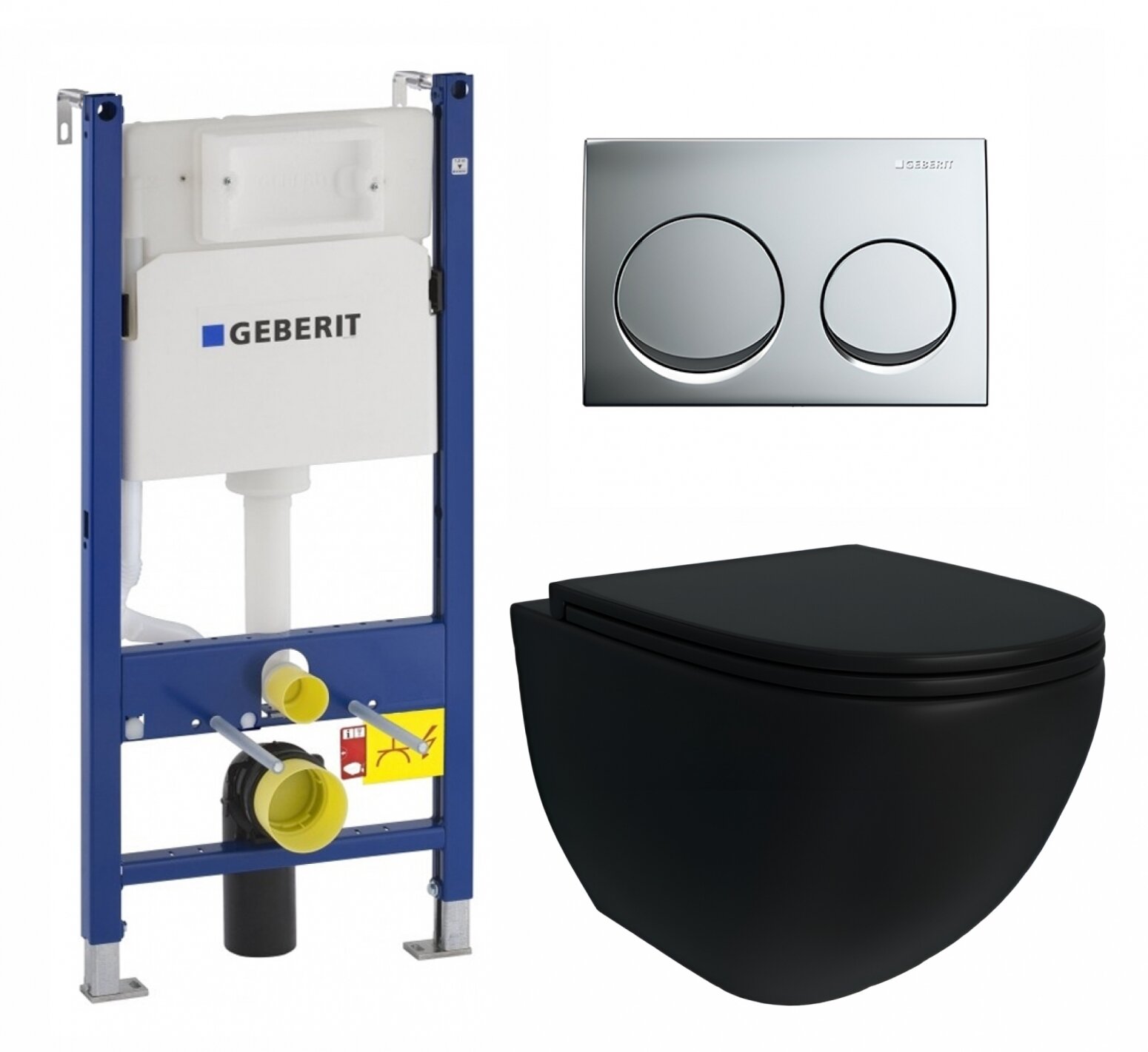 Комплект 3 в 1 инсталляция Geberit Duofix + Унитаз подвесной Enio Unico BL Tornado EN4105057 + кнопка хром Alpha20