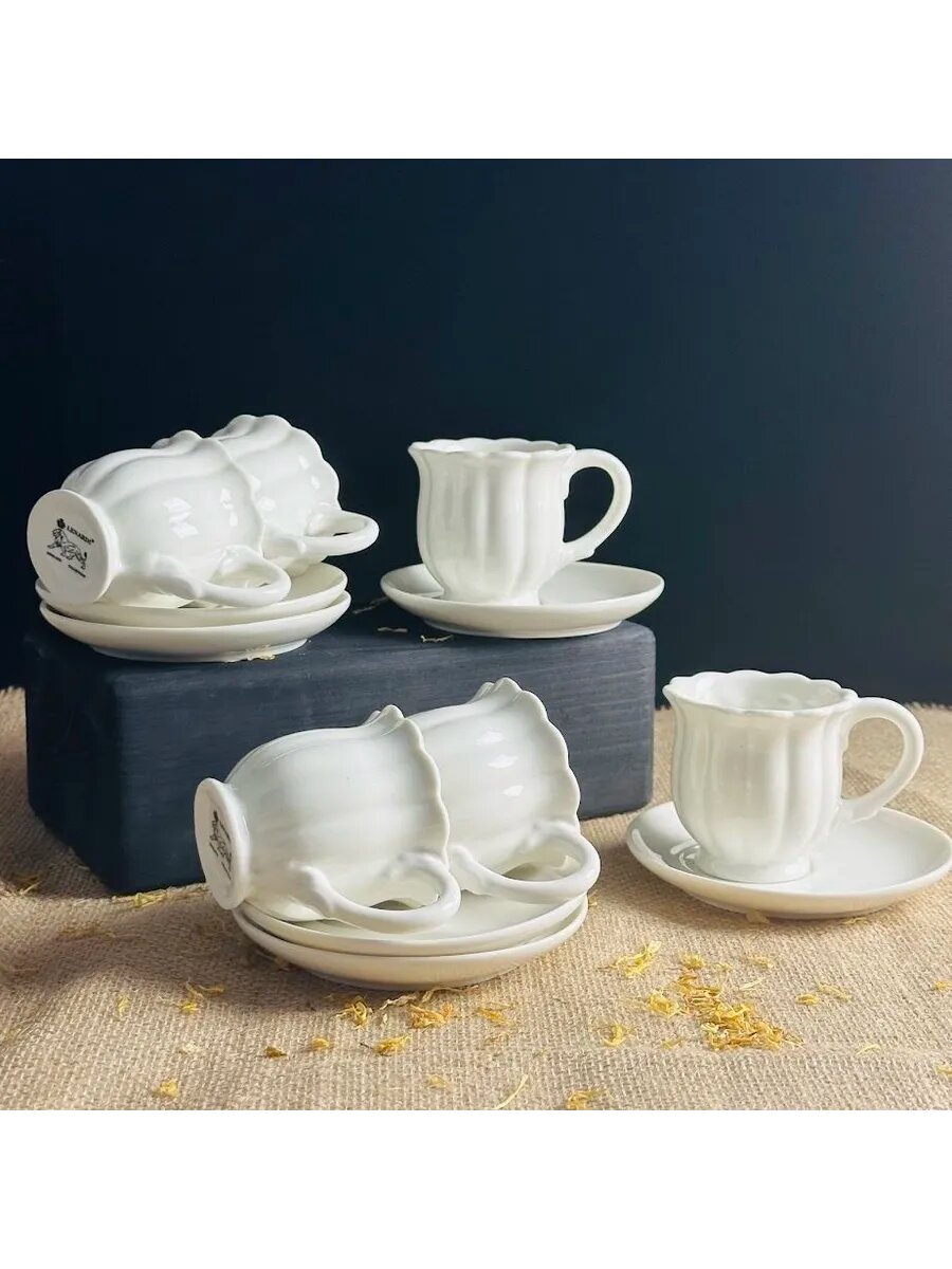 Кофейный набор на 6 персон 12 предметов Lenardi 100мл фарфор