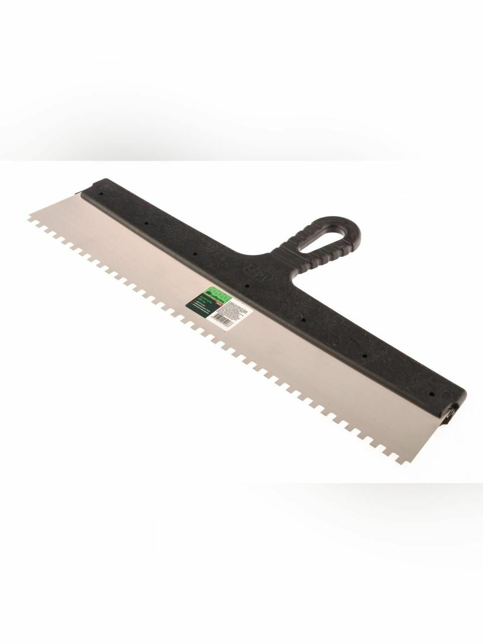 Шпатель из нержавеющей стали, 450 мм, зуб 6 х 6 мм, пластмассовая ручка Сибртех 85470