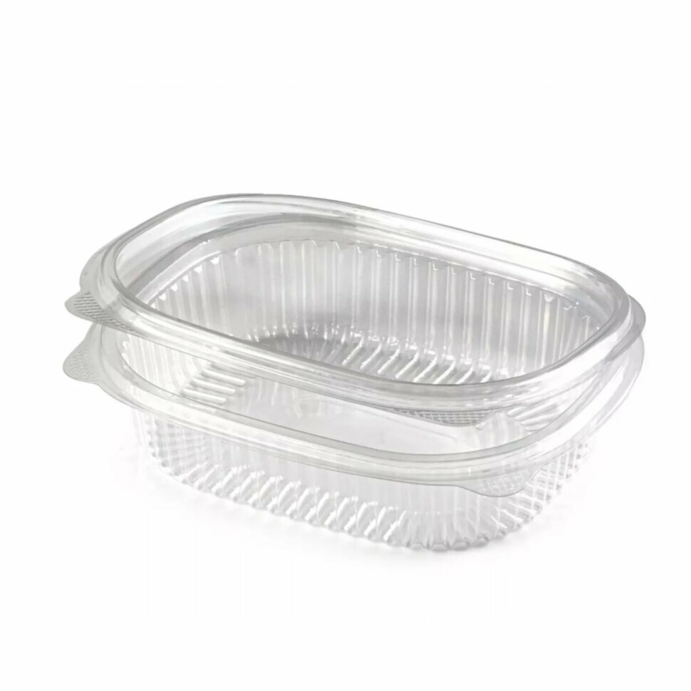 Одноразовый контейнер овальный 350 мл, С крышкой, ЮП-РКС, комплект 360 шт, прозрачный, ПЭТ, ЮУПМ6003, 608013
