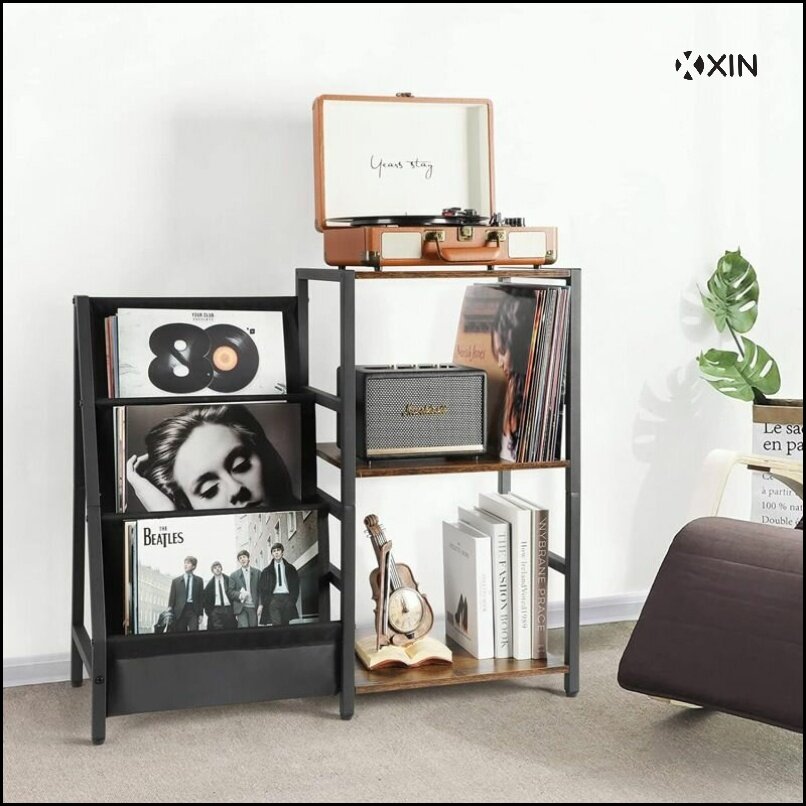 Подставка для виниловых пластинок 84х30х74cm тумба и стеллаж для винилового проигрывателя Мебель для пластинок